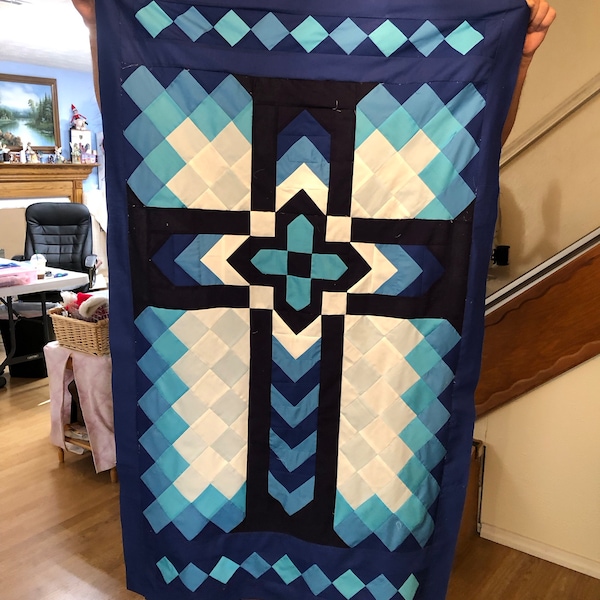 Blue Christian Cross Quilt Pattern – Chevron Design (PDF Pattern) - Etsy