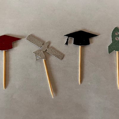 Graduation Cap Cupcake Toppers, Graduation Party Decorations ...