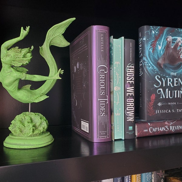 Mermaid Statue, Hand Painted Resin Sculpture, Jade Finish| Mythical ...