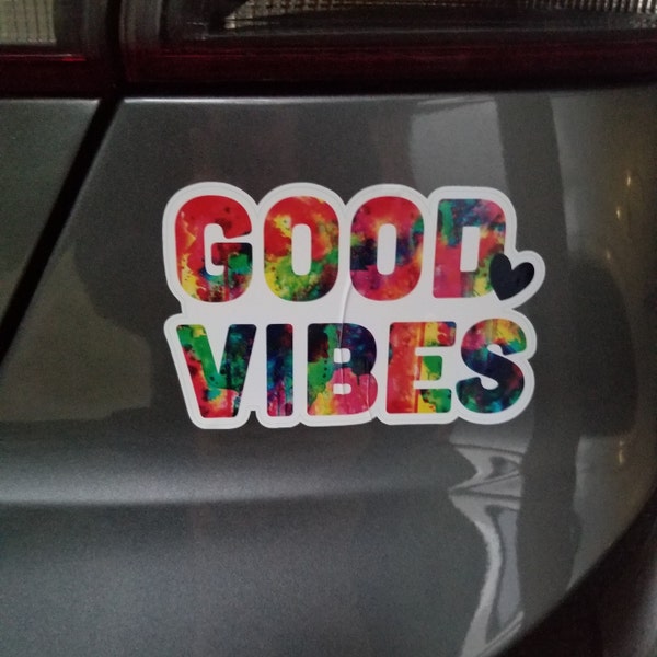 Good Vibes Sticker - Colorful Watercolor Inspirational Car Decal Laptop ...