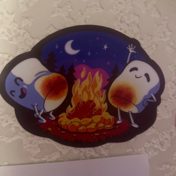 VS089 Cute Campfire Marshmallows Roasting Sticker - Etsy