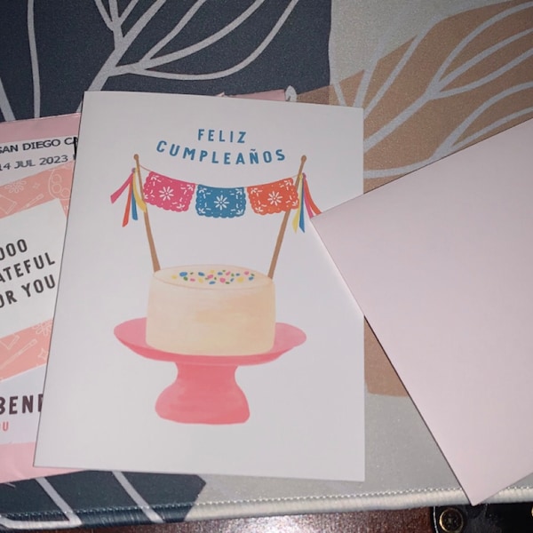 Papel Picado Birthday Cake Greeting Card | Birthday Card | Feliz ...