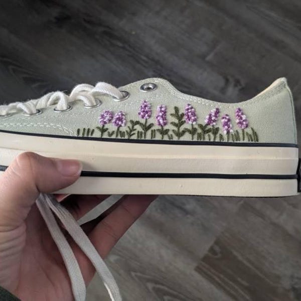 Embroidered Converse/the Moon and the Sun Embroidered Sneakers ...