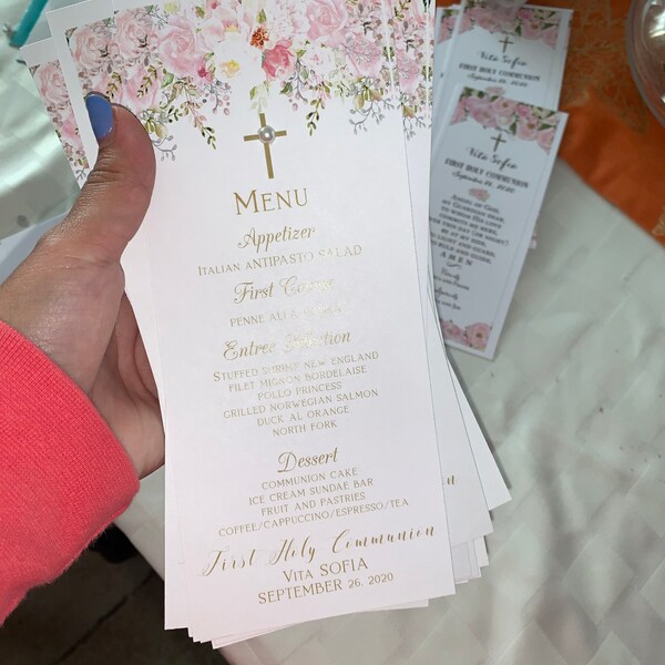First Holy Communion Menu Template, Girl First Communion, Baptism ...