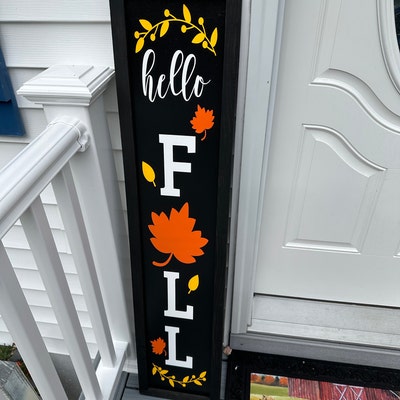 Hello Fall Porch Sign Front Porch Fall Welcome Sign With Vintage Autumn ...