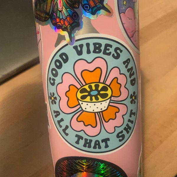 Good Vibes & All That Shit Vinyl Laptop Sticker// Laptop Sticker ...