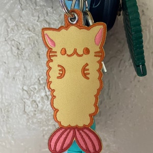 Cute Cat Embroidered Tag Keychain Kawaii Neko Jet Tags tamago, Sakura ...