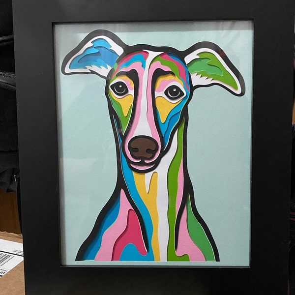 3D Dog Layered SVG/ Colorful Greyhound 3D SVG/ Whippet Dog Pop Art 3D ...