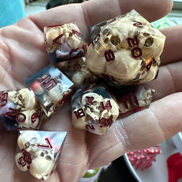 Dice Set Custom - Warlock Skull - Handmade Resin Dice for D&D and ...