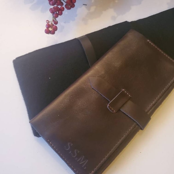 Personalized Leather Bracelet Wallet, Minimalist Cuff Wallet, Secure ...