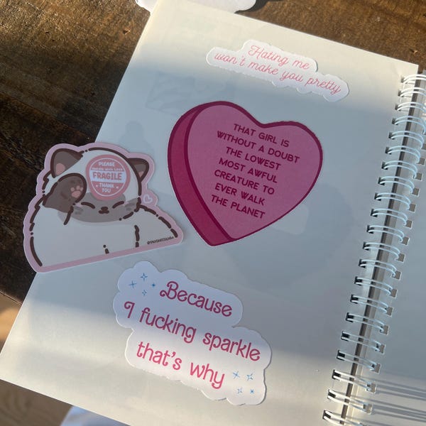 Please Handle With Love FRAGILE Sticker | Cat Meme Stickers | Kawaii ...