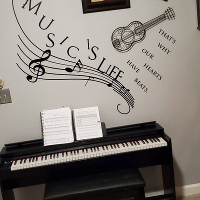 Music is Life Wall Art Quote, PVC Decal, Wall Art Sticker, Home Decor ...