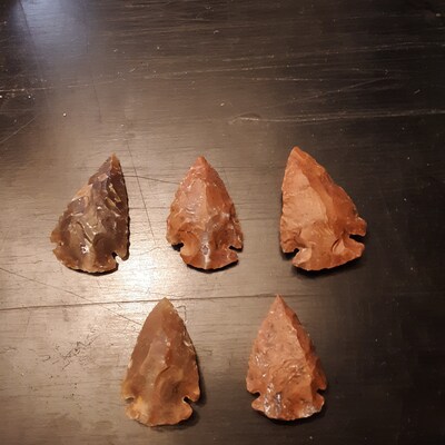 5 Arrowheads Authentic Hand Crafted Agate Stone Arrow Heads Randomly ...