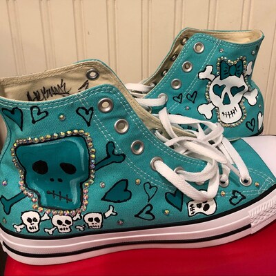 Painted Converse High Tops, Chuck Taylor Converse, Handpainted Skulls ...