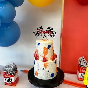Personalized Race Cake Topper Racing Flags Racing Theme Birthday ...