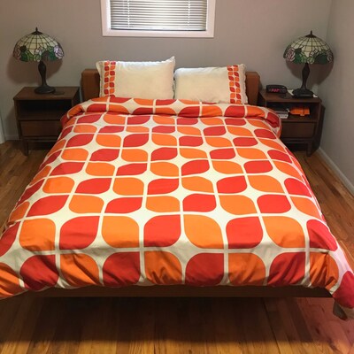 Retro Bedding Set, Retro Duvet Cover Set, Modern Geometry Bedding, Mid ...