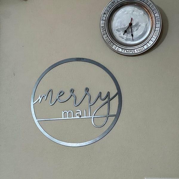 Merry Mail Christmas Card Display - Script Font - Etsy