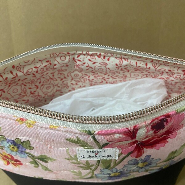 Blue Floral Fabric, Dopp Bag, Boxy Zipper Bag, Toiletries Bag, Cosmetic ...