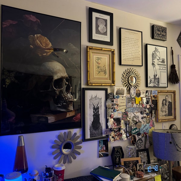 Goth Skull Wall Art | Weirdcore Room Decor | Victorian Gothic Artwork ...