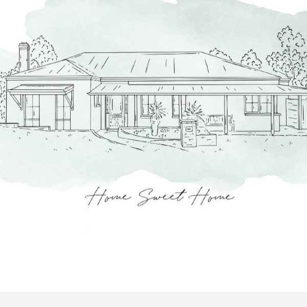 CUSTOM LINE DRAWING, Custom Illustration, Digital Art, Line Art, House ...