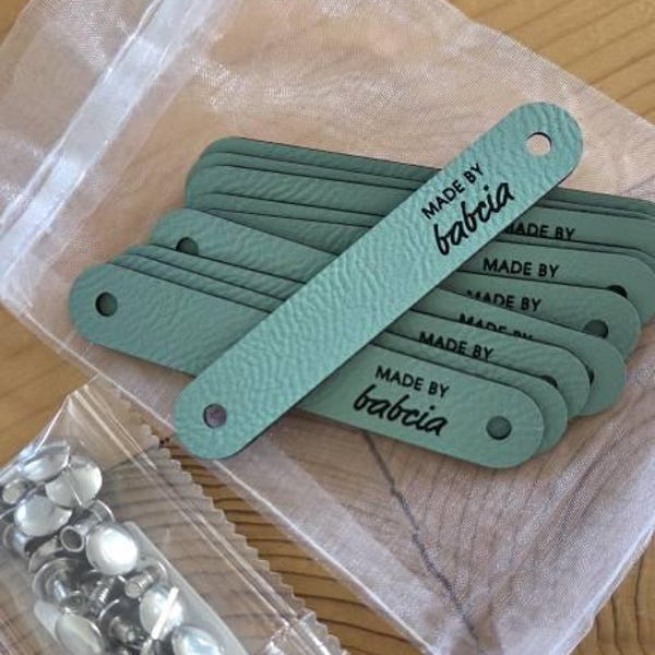 Personalisierte Label mit Chicago Screws / Kunstleder-Label mit ...