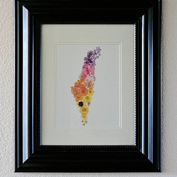 Floral Map of Israel, Art Print, Jewish Art, Wall Art, Dried Flowers ...