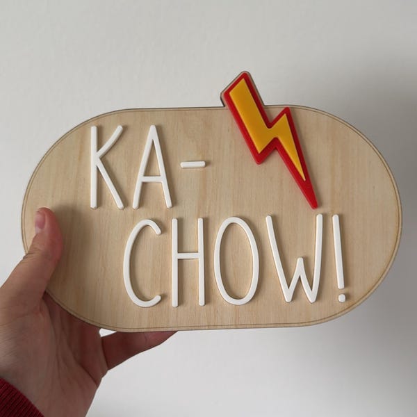 Wooden 'ka-chow' Sign | Cars Fans | Toddler Room Sign | Boys Room ...