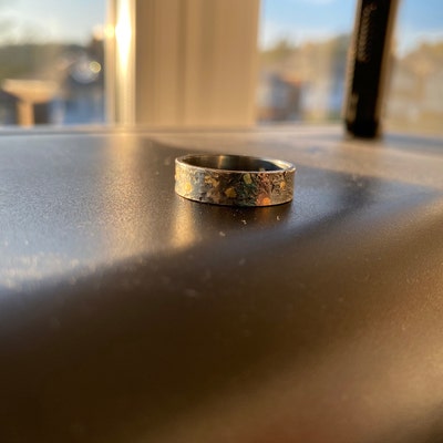 6mm 24K Gold Keum Boo Rustic Ring, Silver&gold Rustic Ring, Unisex ...