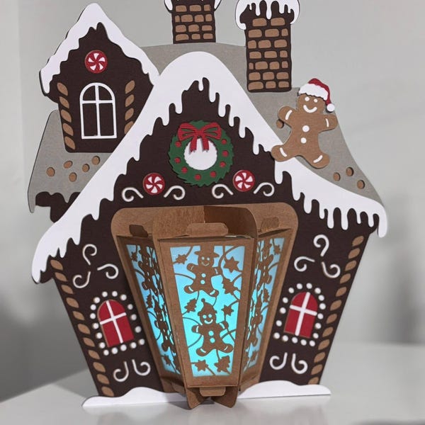 Gingerbread House Lantern SVG - Gingerbread Christmas Lantern - DIY ...