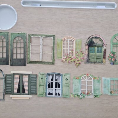 10 Pcs Victorian Vintage Window and Door Stickers, Green Window and ...