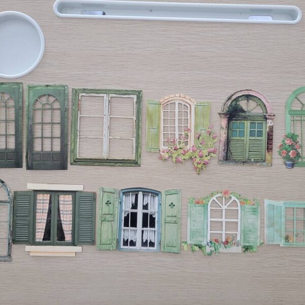 10 Pcs Victorian Vintage Window and Door Stickers, Green Window and ...