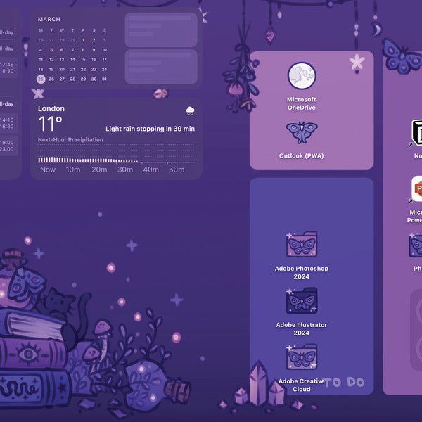 Moth Magic Computer Desktop Theme Background Wallpaper Organizer Set - Etsy