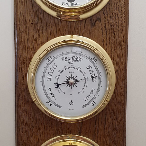 Tabic Solid Brass Barometer With Built in Hygrometer and Thermometer ...
