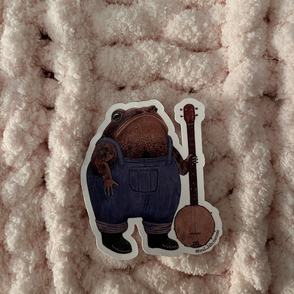 Toad With Banjo Sticker Decal - Original Art by Feral Felicitations - Etsy