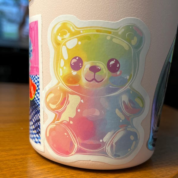 Stickers Kawaii Vinyl Cute Rainbow Gummy Bear Sticker- Gummy Bear ...