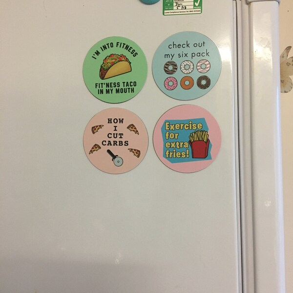 Funny Workout Gym and Foodie Magnet Set - 4 Pack - Exercise for ...