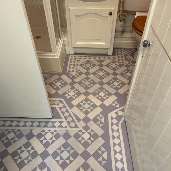 Chelsea Tile Pattern Stencil, Revamp Old Tiles, Slabs and Floors Using ...