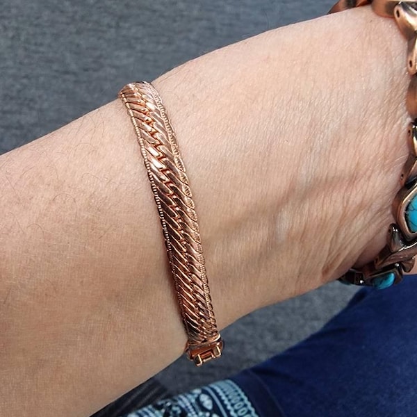 Handmade Solid Copper Curb Chain Bracelet: Antique Style - Etsy