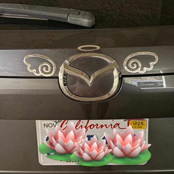 Chrome Angel Wings Car Emblem Sticker / Wings & Halo Silver Badge Decal ...