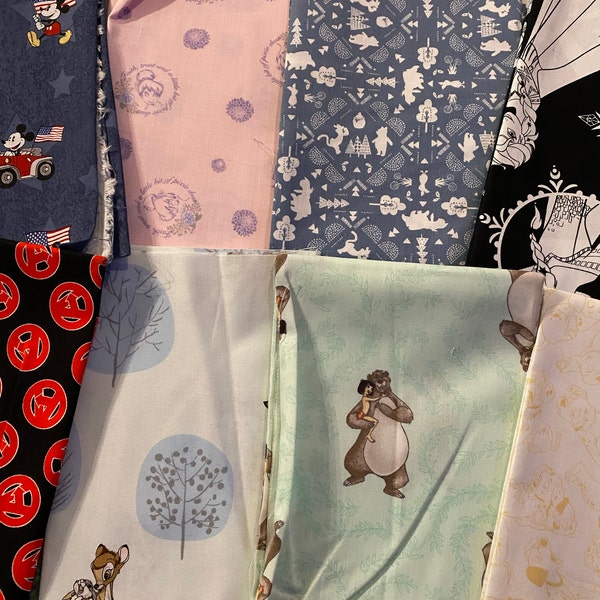 10 Piece Disney, Marvel, Movie and TV Cartoon Fat Quarters 100% Cotton ...