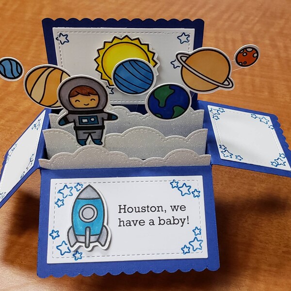 Space Card in a Box, Pop up Card, Planet Card, Astronaut Pop up Card ...