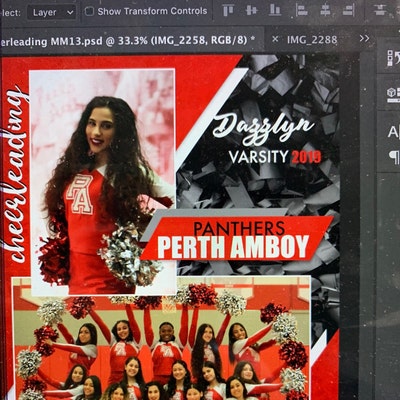 CHEERLEADING MM013 8x10 Adobe Photoshop Memory Mate Digital Template ...