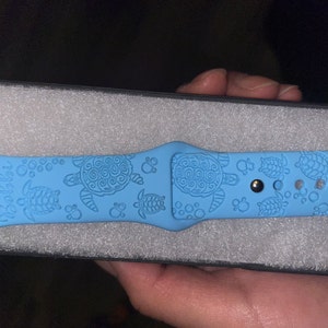Sea Turtle Laser Engraved Silicone Watch Band, Personalized Watch Strap ...
