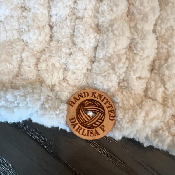 Custom Wooden Knit Crochet Buttons Tags, Personalized Engraved Wooden ...