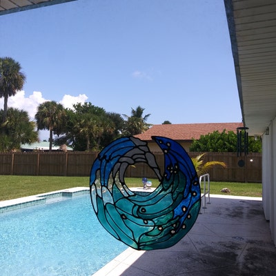 Ocean Wave Stained Glass Window Cling - Etsy