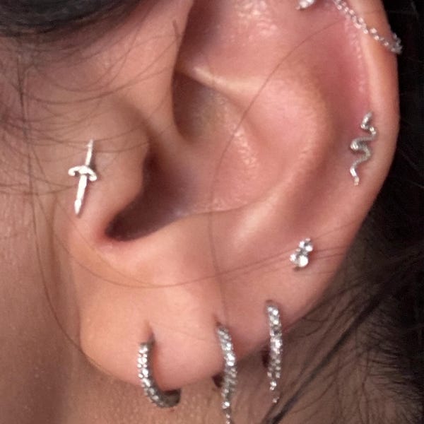 Implant Grade Titanium Chain Hoop Conch, Septum Ring Piercing F128 ...