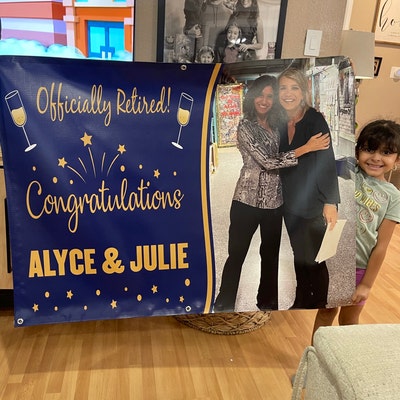 Retirement Personalized Banner Sign With Photo 13 Oz Waterproof Custom ...
