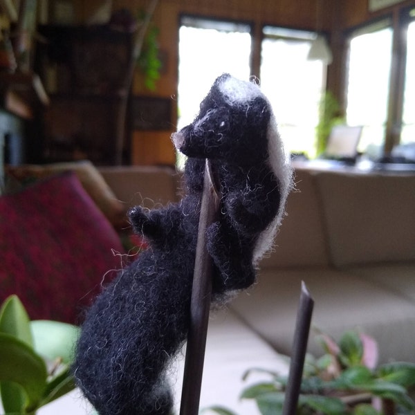 Needle Felted Skunk, Small Wool Pendant, Skunk Necklace, Felted Animal ...