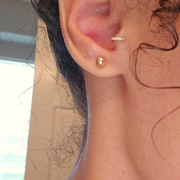 14k Solid Gold Spike Cone Rook Piercing Eyebrow Piercing Belly Button ...