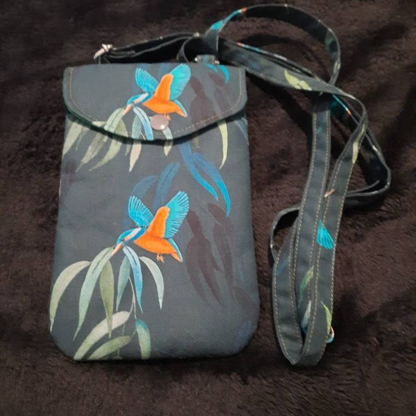 Mobile Phone Bag in Pansies Print, Handmade Crossbody Smartphone Bag ...